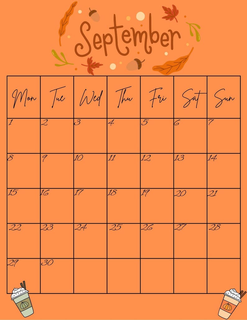 September Calendar for Busy People Who LOVE Autumn - Etsy