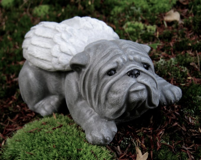 Bulldog Memorial Angel, Bulldog Statue, Free Shipping, Concrete Cement ...