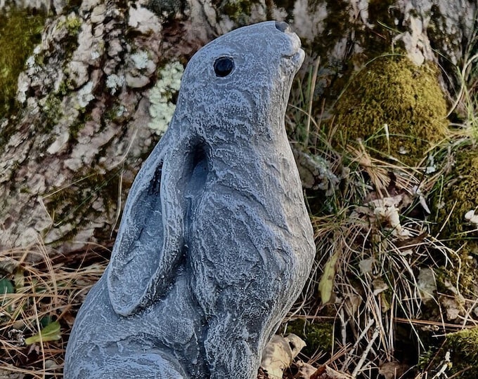 Rabbit Statue Moon Gazing Hare Rabbit Garden Decor Concrete Garden ...