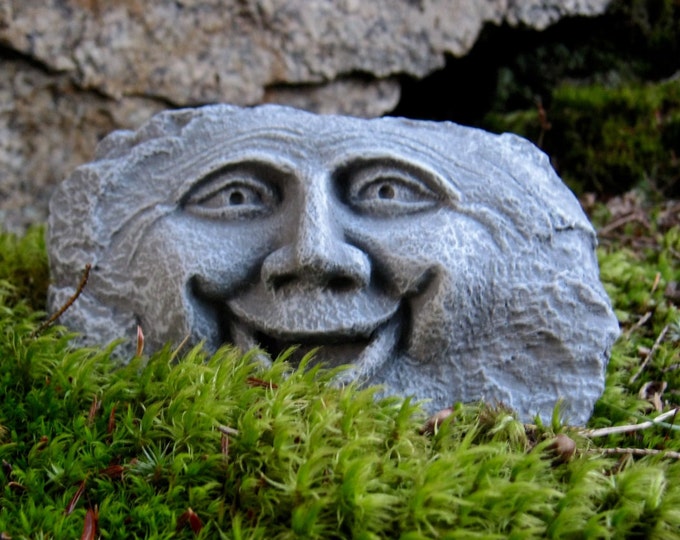 Rock Face, Happy Garden Face, Forest Spirit, Concrete Garden Statue ...