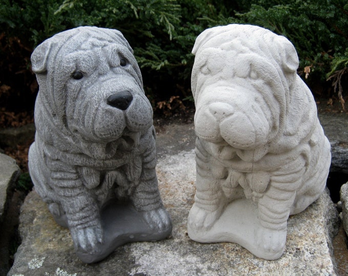 Shar-pei Dog Statue, Concrete Dog Statues, Pet Memorial Head Stones ...