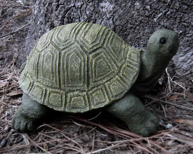 Turtle Statue Stretching, Painted Concrete Garden Figure, Cement Turtle ...