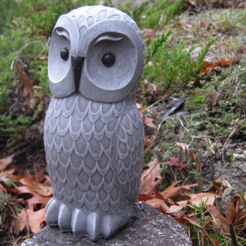 Owl Garden Statue Concrete Cement Owls Door Stop Concrete - Etsy