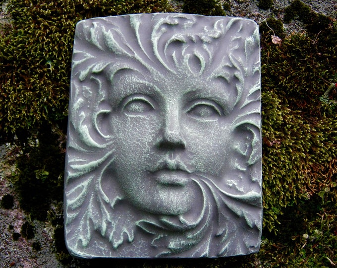 Green Woman Face Goddess, Green Man Face, Hanging Plaque, Garden Face ...