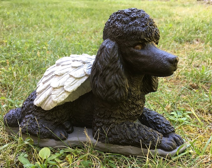 Poodle Angel Statue, Concrete Poodle Statue, Pet Memorial, Poodle With ...