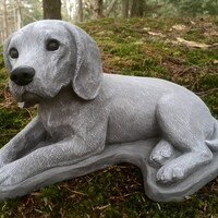 Concrete Doodle Dog Statue Realistic Pet Memorial Sitting Doodle Puppy ...