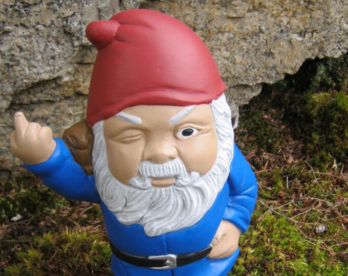 Gnome for Garden, Finger Flipping Gnomes, Garden Gnome Cement Concrete ...
