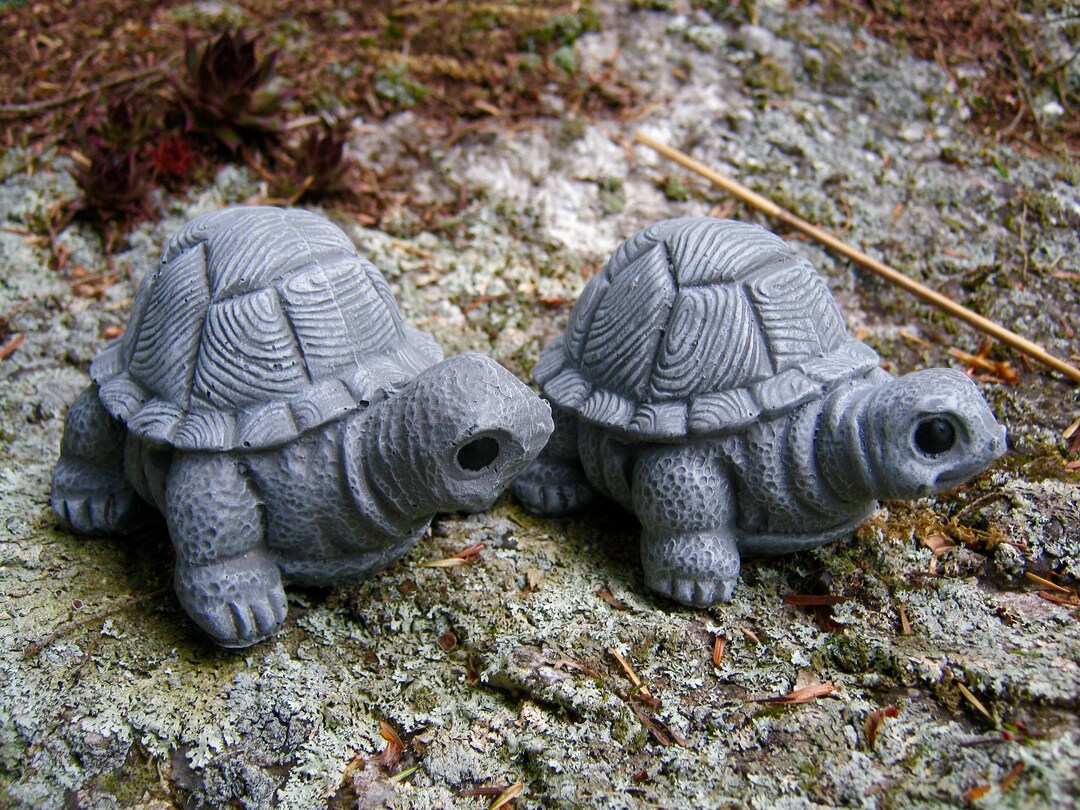Turtles Statues in Concrete, Turtle Figures, Garden Decor, Small Cement ...