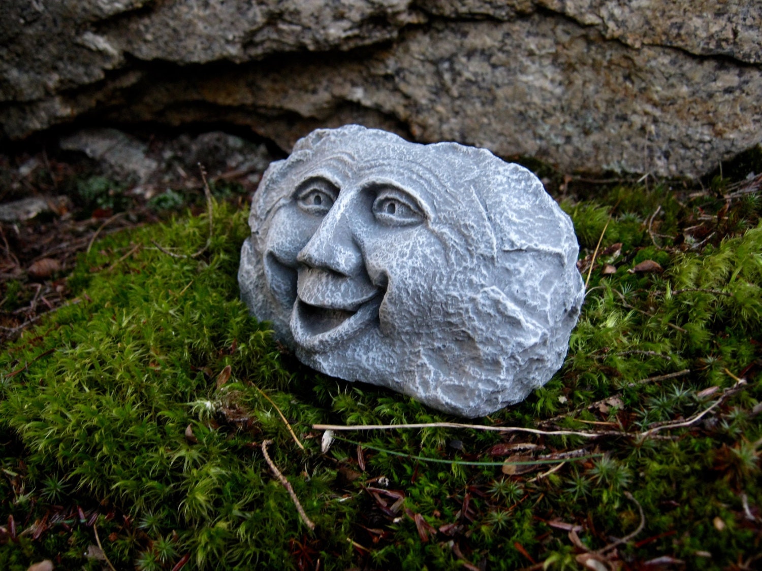 Cara de roca Cara de jardín feliz Espíritu del bosque - Etsy España