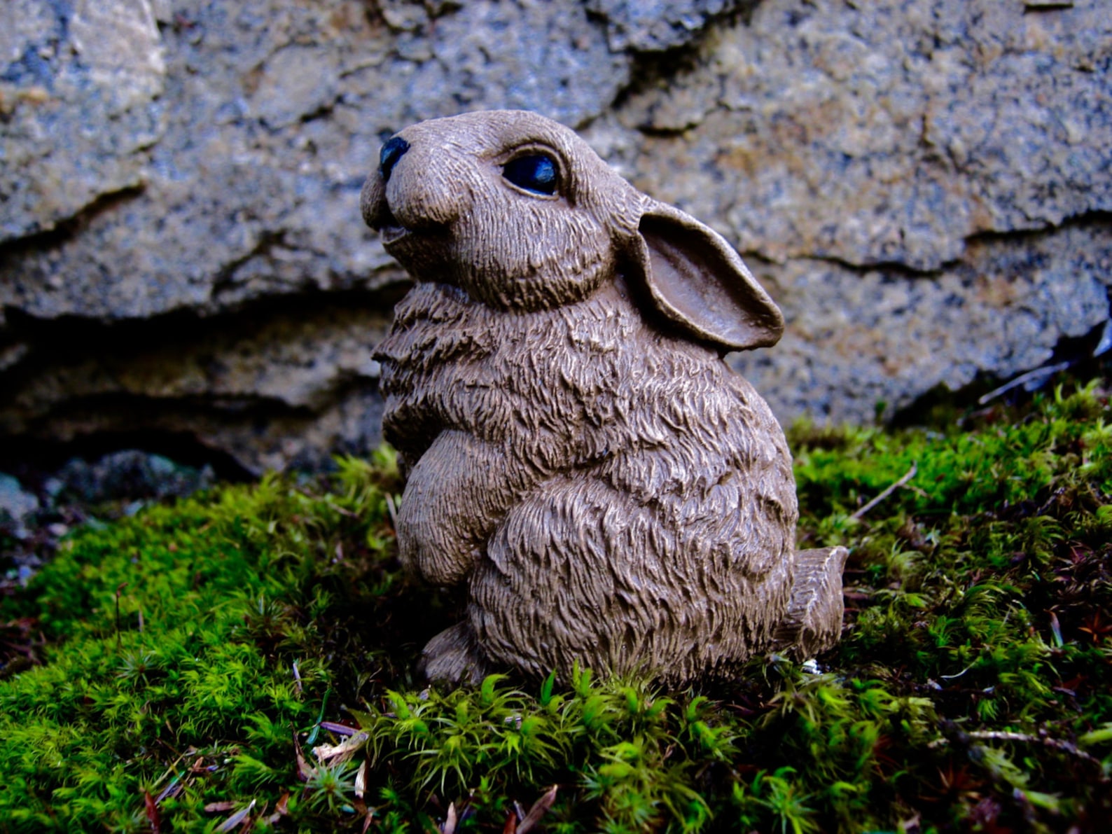 Rabbit Statue, Petite Concrete Rabbit Figure, Cement Garden Decor ...