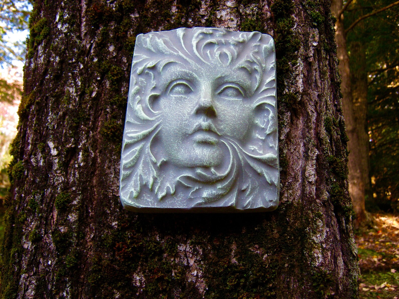 Green Woman Face Goddess Green Man Face Hanging Plaque | Etsy