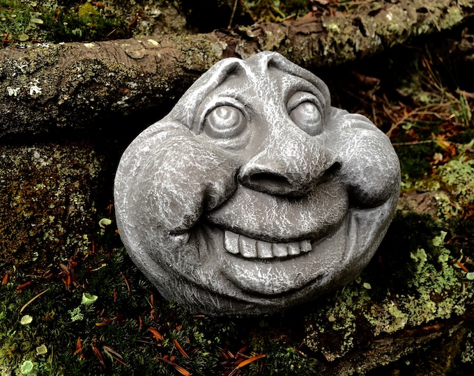 Rock Faces, Funny Garden Rocks, Garden Decor, Garden Statue, Cement ...