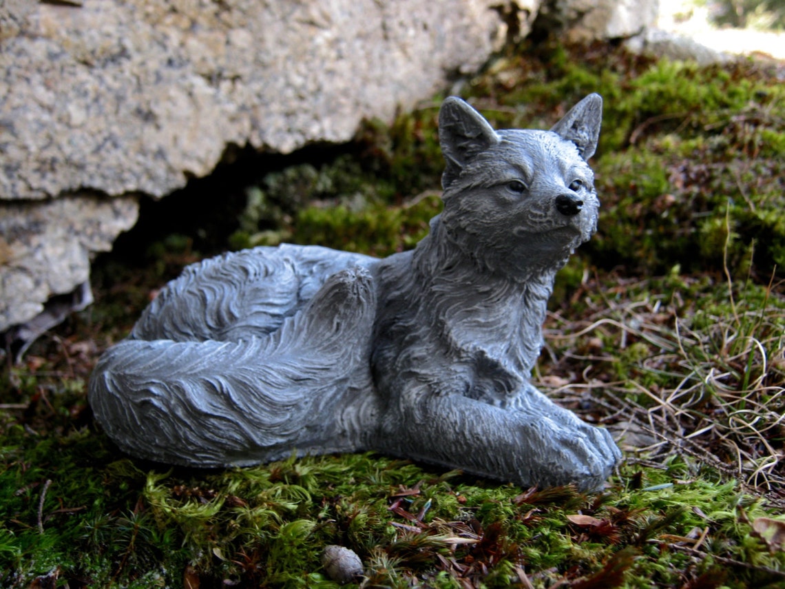 Fox Statue Fox Sculpture Concrete Fox Figure Small Concrete | Etsy