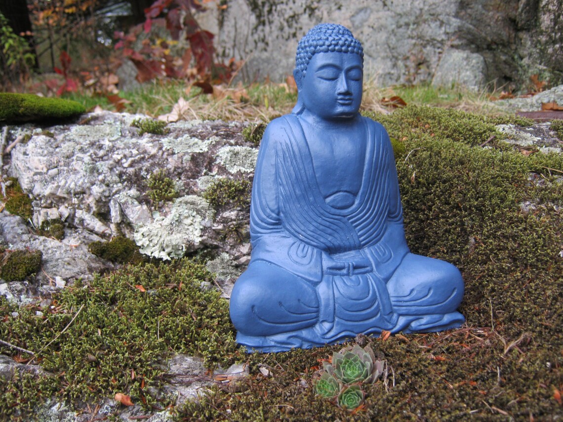 Buddha Statue Robed Buddhist Blue Buddha Zen Meditating - Etsy