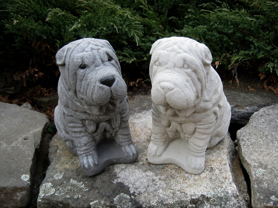 Shar-pei Dog Statue, Concrete Dog Statues, Pet Memorial Head Stones ...