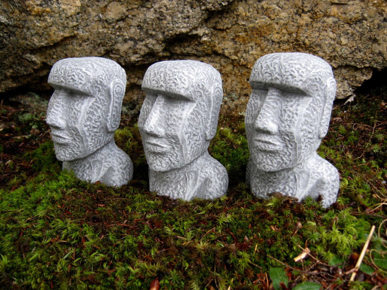 Easter Island Head, Moai Head, Concrete Heads, Garden Decor, Cement ...