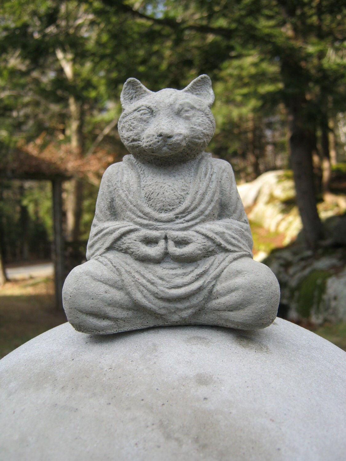 Buddha Cat, Meditating Cat Statue, Concrete Cats, Zen Home and Garden ...
