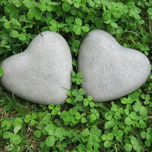 Garden Heart Decor Pair of Concrete Hearts I Love You | Etsy