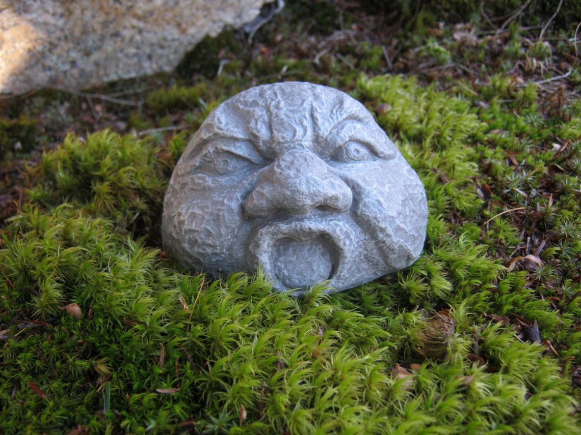 Rock Faces Three Concrete Garden Rocks Garden Decor Pot | Etsy
