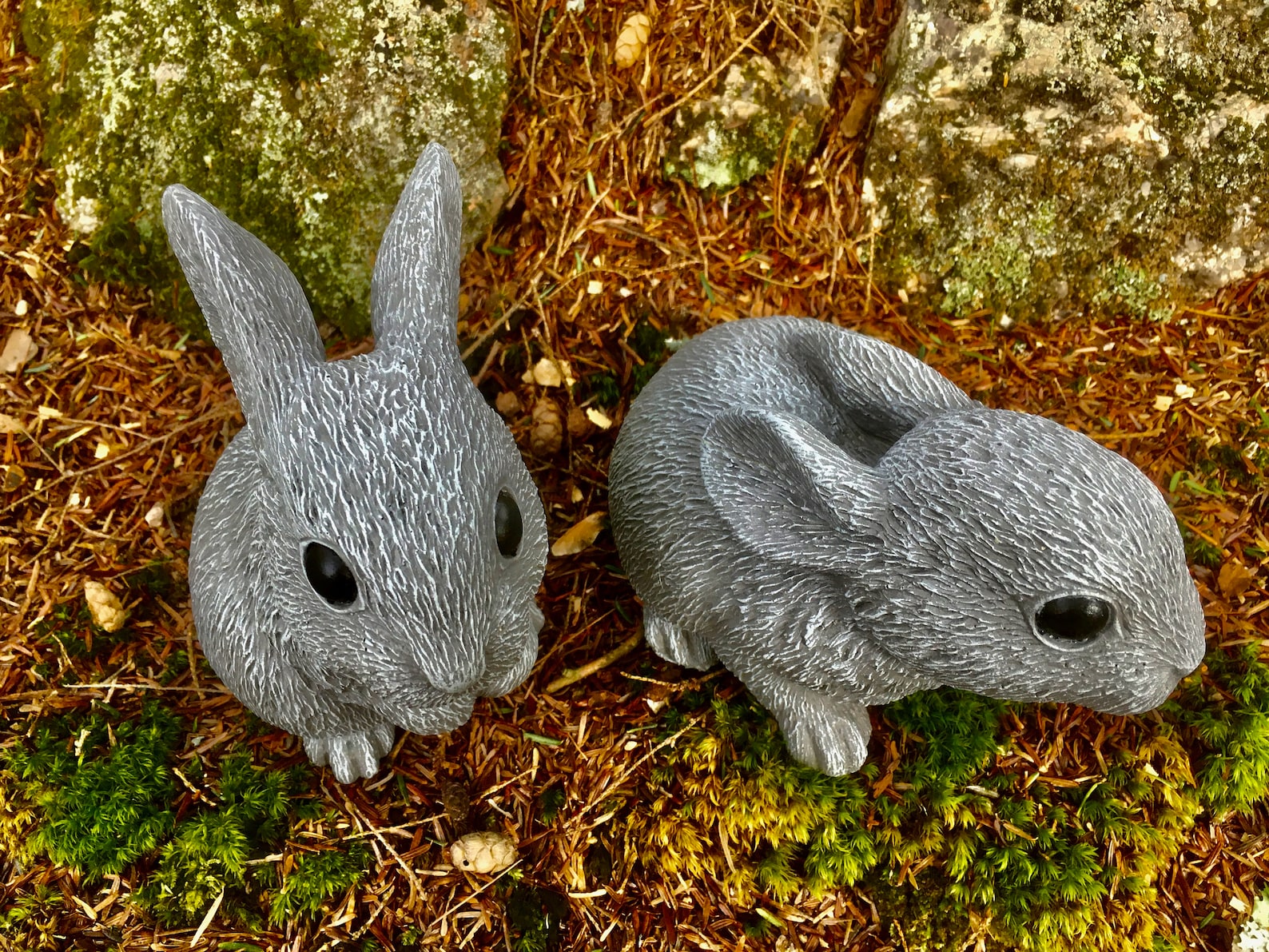 Rabbit Statues Garden Rabbits Garden Bunnies Concrete - Etsy
