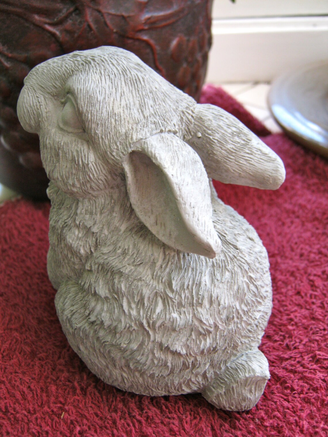 Rabbit Statue, Petite Concrete Rabbit Figure, Cement Garden Decor ...