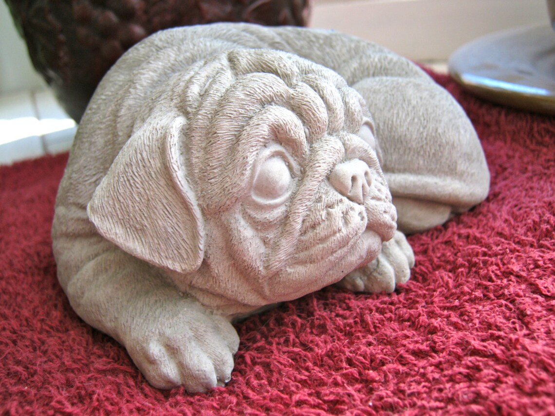 Pug Statue Concrete Dogs Cement Pugs Dog Statues Outdoor - Etsy