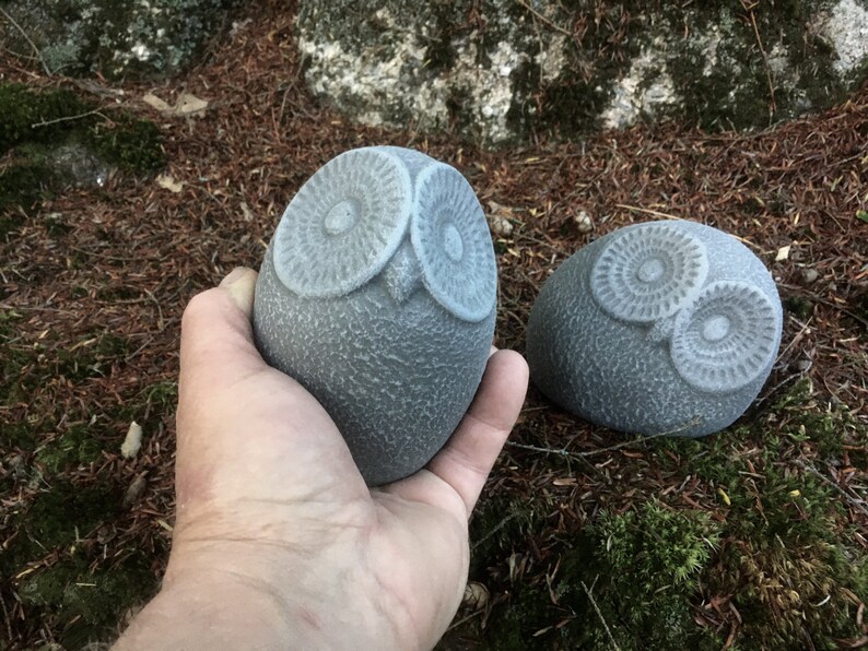 Owl Statues Wide Eyed Owls Concrete Owls Owl Figures Home - Etsy