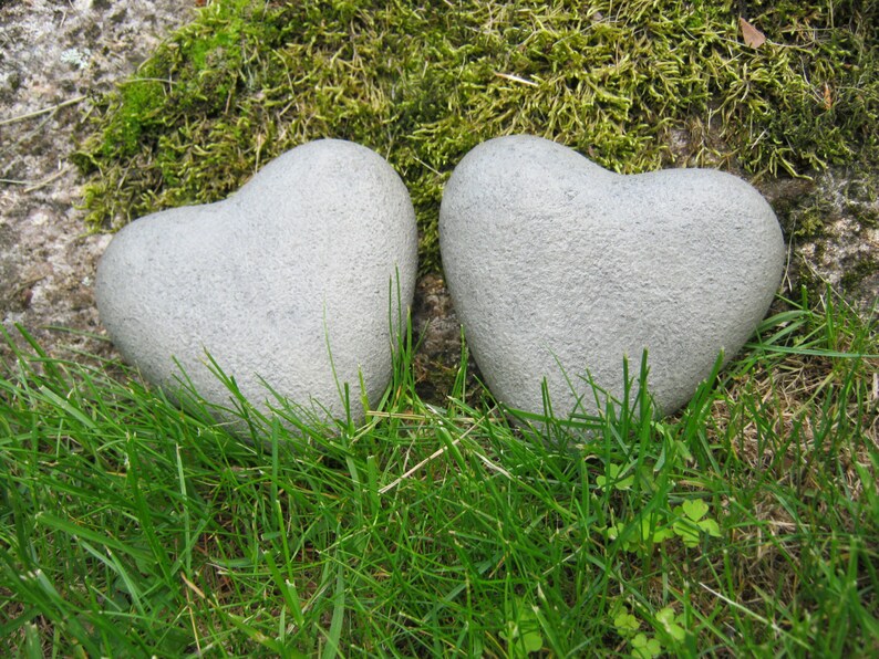Garden Heart Decor Pair of Concrete Hearts I Love You | Etsy