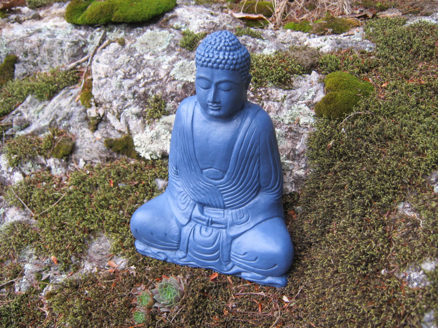 Buddha Statue Robed Buddhist Blue Buddha Zen Meditating - Etsy