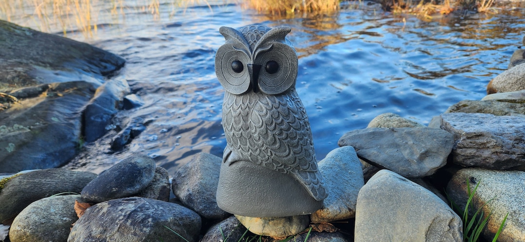Owl, Concrete Garden Owls, 10 Inches Cement Owl, Owl Figures, Cast ...
