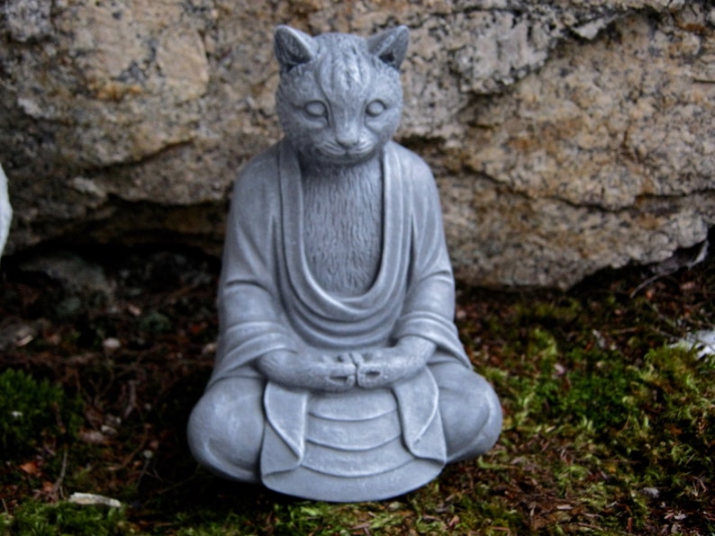 Buddha Cat Statue Concrete Cats Buddha Figure Cement Garden | Etsy