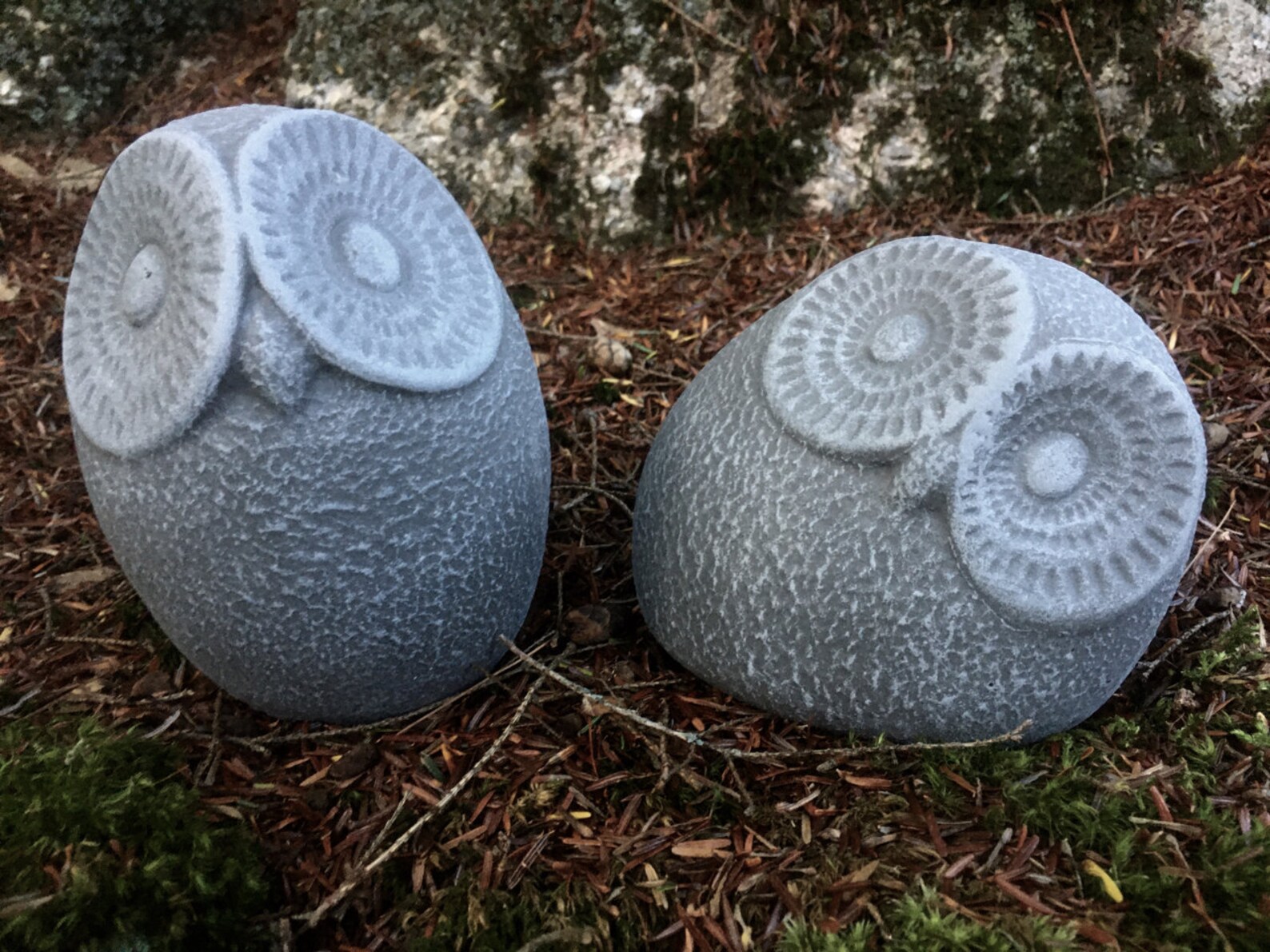 Owl Statues Wide Eyed Owls Concrete Owls Owl Figures Home - Etsy
