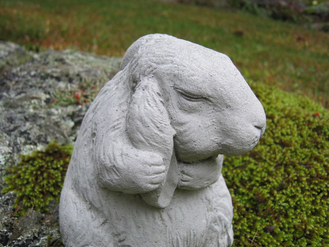 Rabbit Statue, Bunny Rabbit Figurine, Concrete Rabbit Garden Statue ...