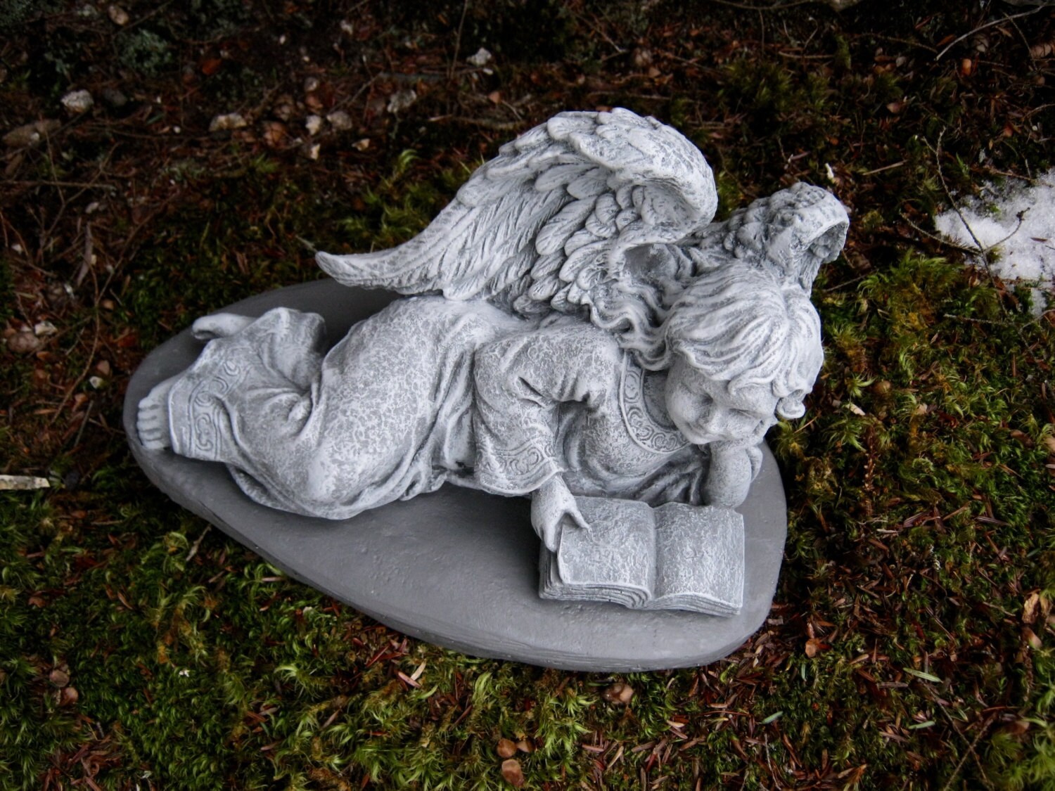 Angel Girl Reading Concrete Angel Garden Statue Cement Angel - Etsy
