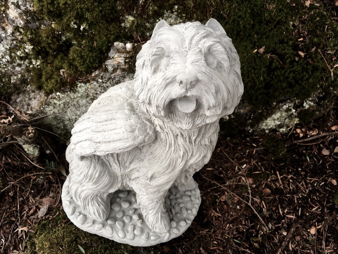 Westie Angel Statue White West Highland Terrier Cement | Etsy