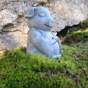 Pig Statue, Meditating Buddha Pigs, Zen Animals, Pig Figures, Concrete ...