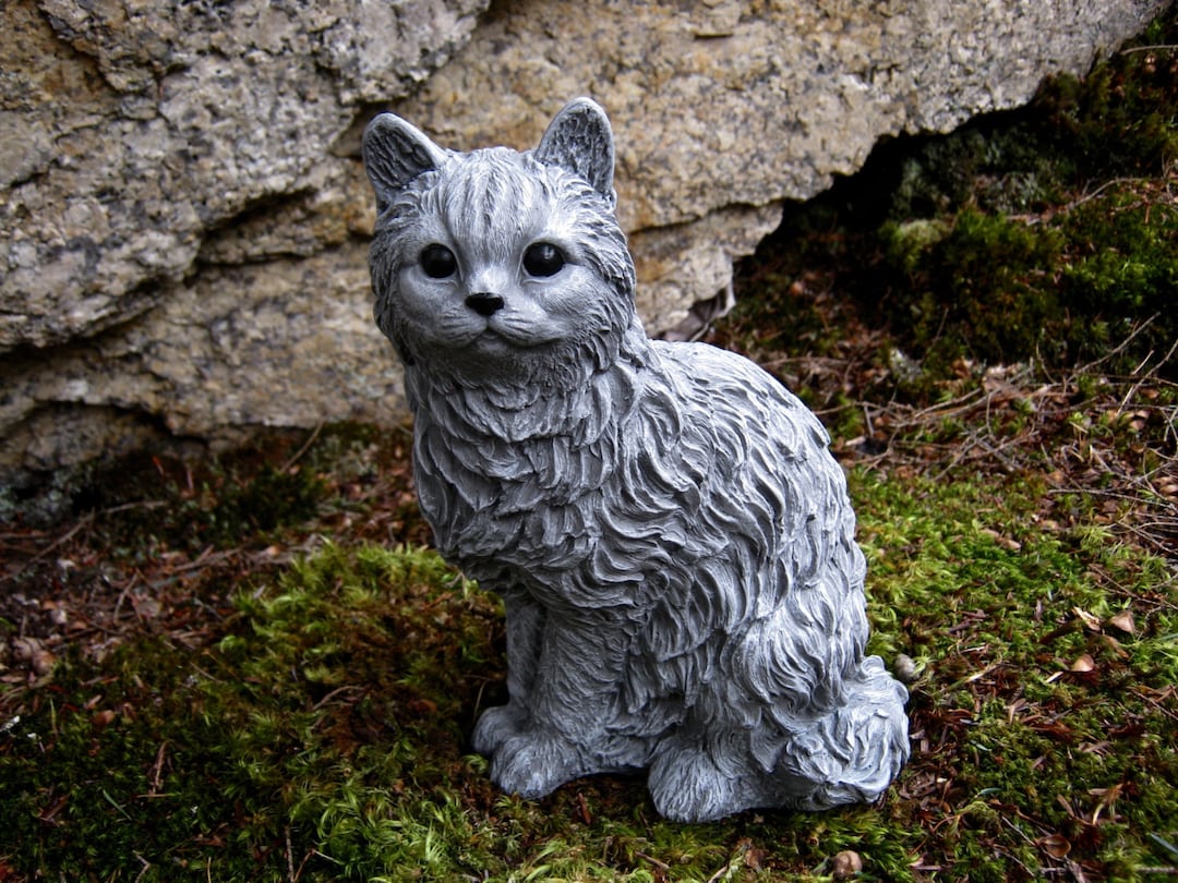 Cat Statue Concrete Cat Figure Cement Garden Decor Statues of Cats Cat ...
