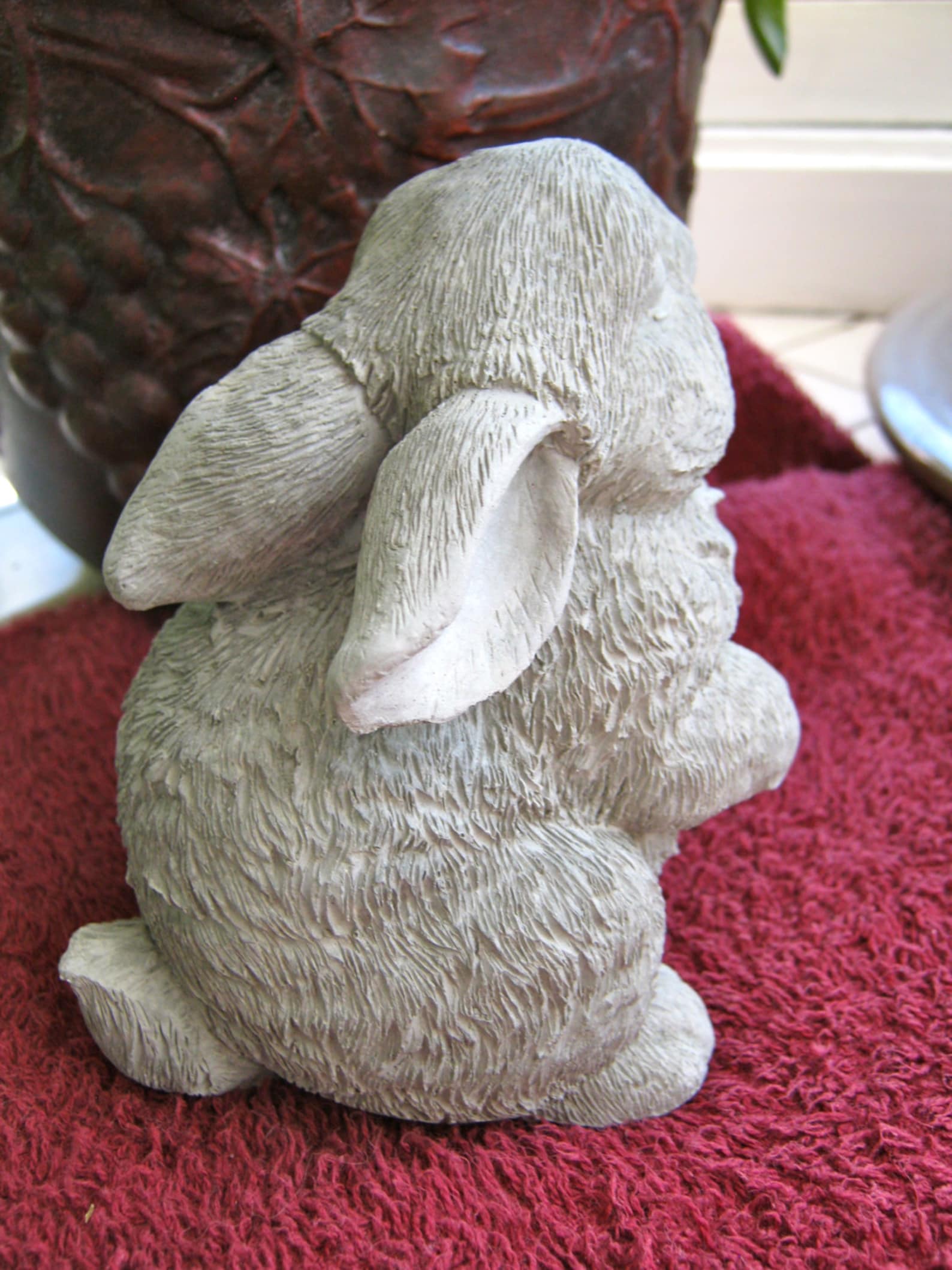 Rabbit Statue, Petite Concrete Rabbit Figure, Cement Garden Decor ...