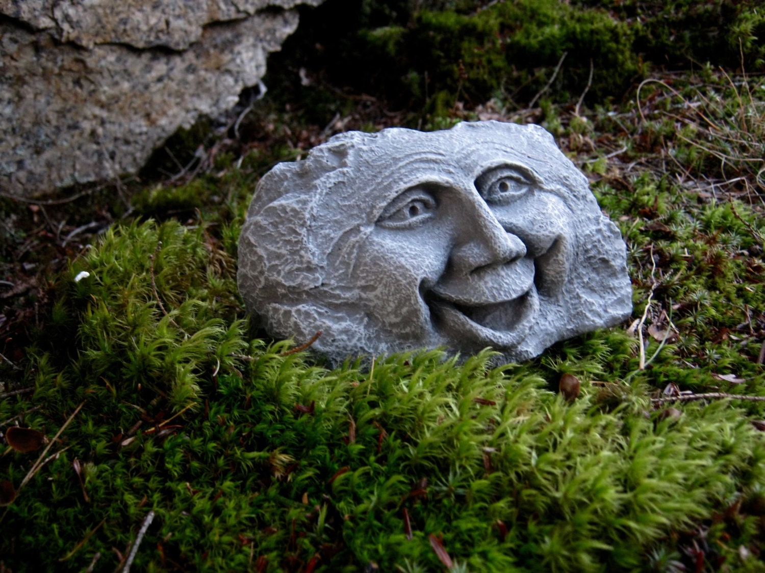 Rock Face, Happy Garden Face, Forest Spirit, Concrete Garden Statue ...
