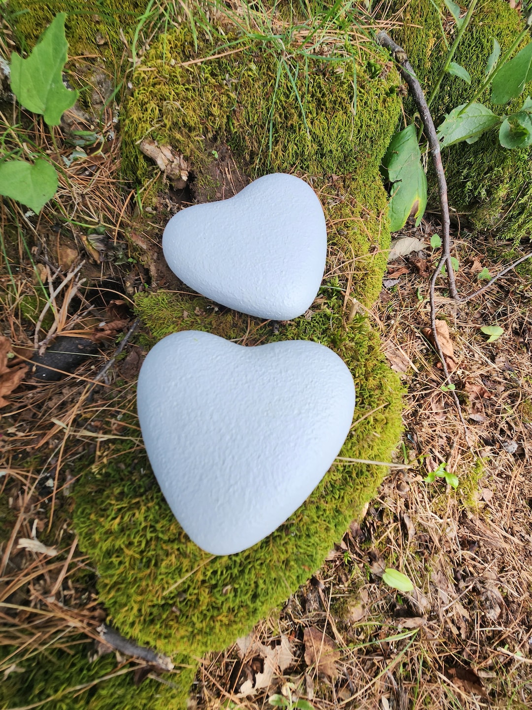 Garden Heart Decor, Pair of Concrete Hearts, I Love You, Memorial ...