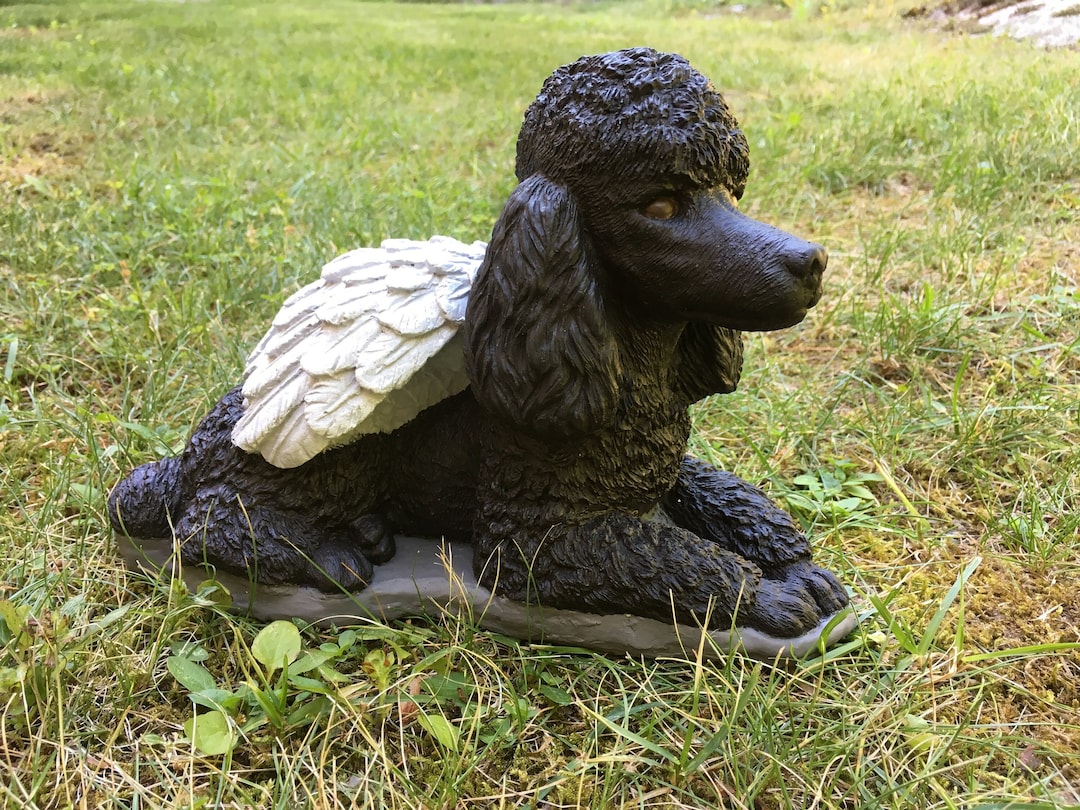 Poodle Angel Statue, Concrete Poodle Statue, Pet Memorial, Poodle With ...