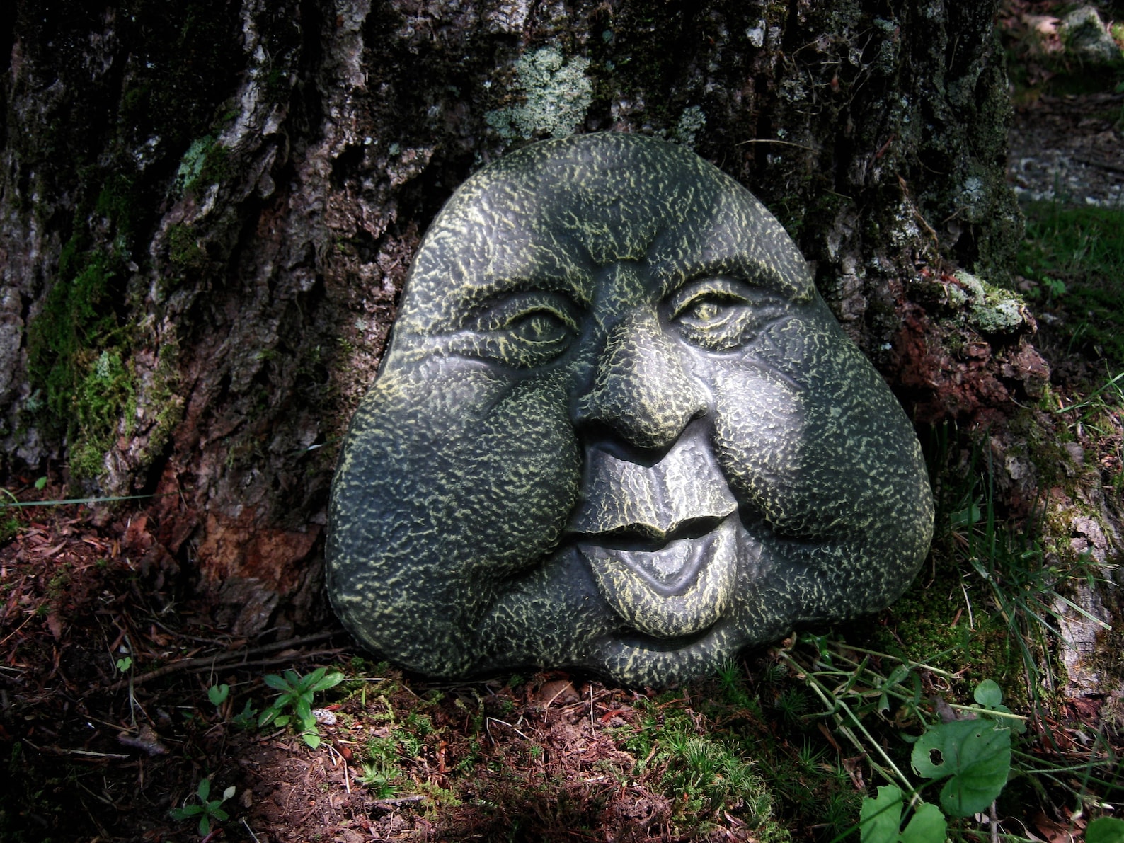 Rock Face Garden Decor Garden Art Friendly Face Concrete - Etsy
