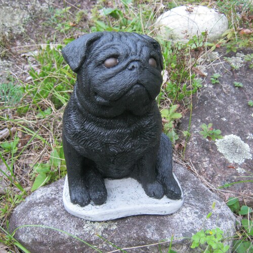 Pug Statue Concrete Dogs Cement Pugs Dog Statues Outdoor - Etsy