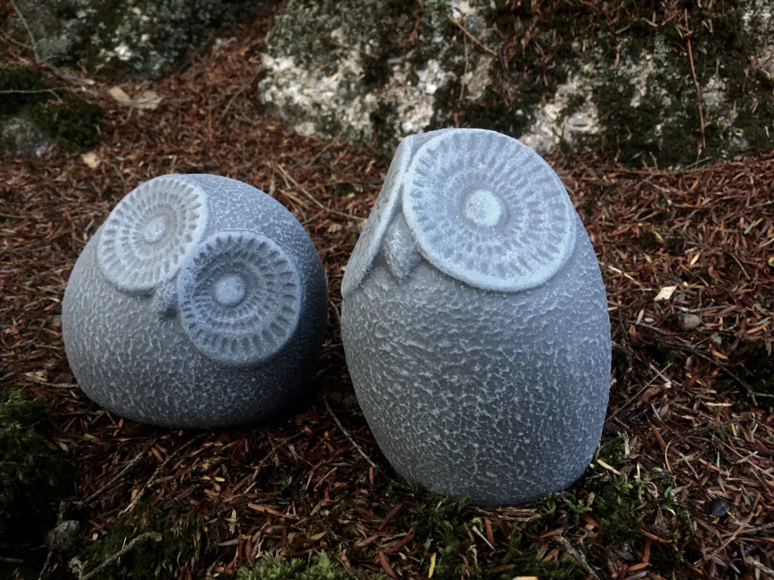 Owl Statues Wide Eyed Owls Concrete Owls Owl Figures Home - Etsy