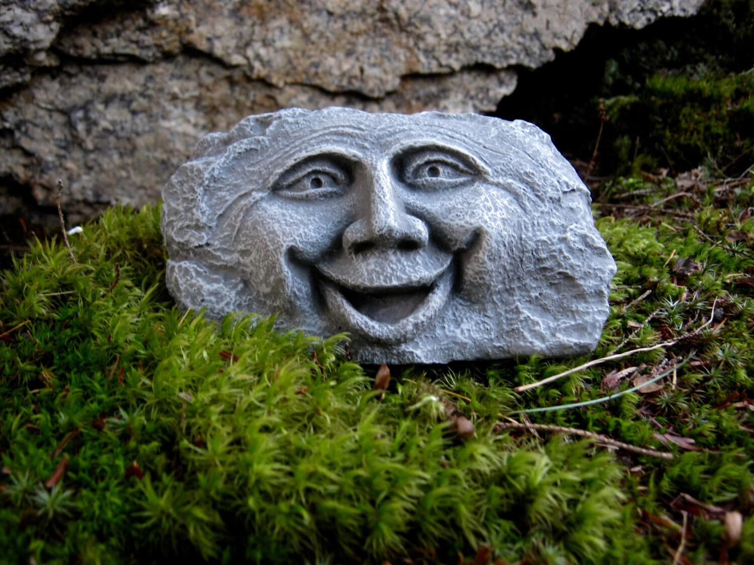 Cara de roca Cara de jardín feliz Espíritu del bosque - Etsy España