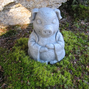 Pig Statue, Meditating Buddha Pigs, Zen Animals, Pig Figures, Concrete ...
