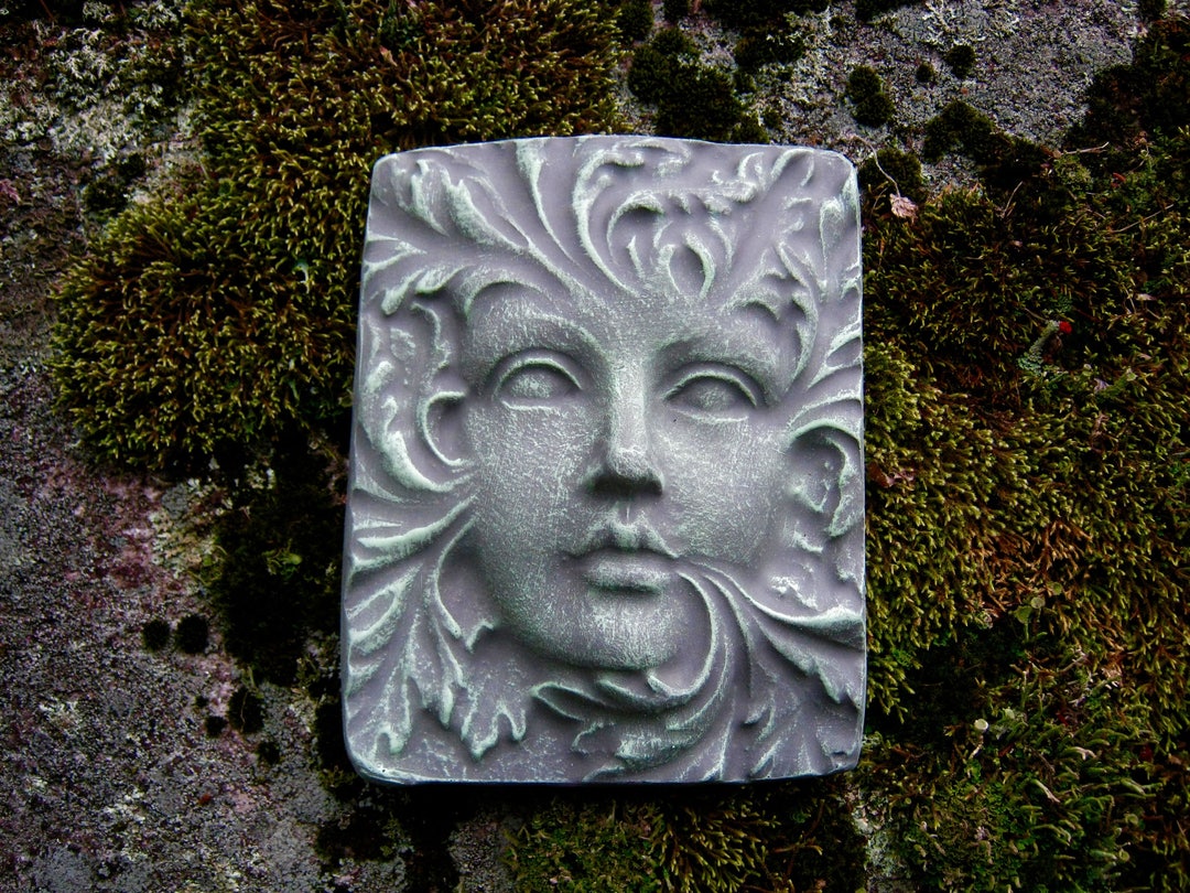 Green Woman Face Goddess, Green Man Face, Hanging Plaque, Garden Face ...