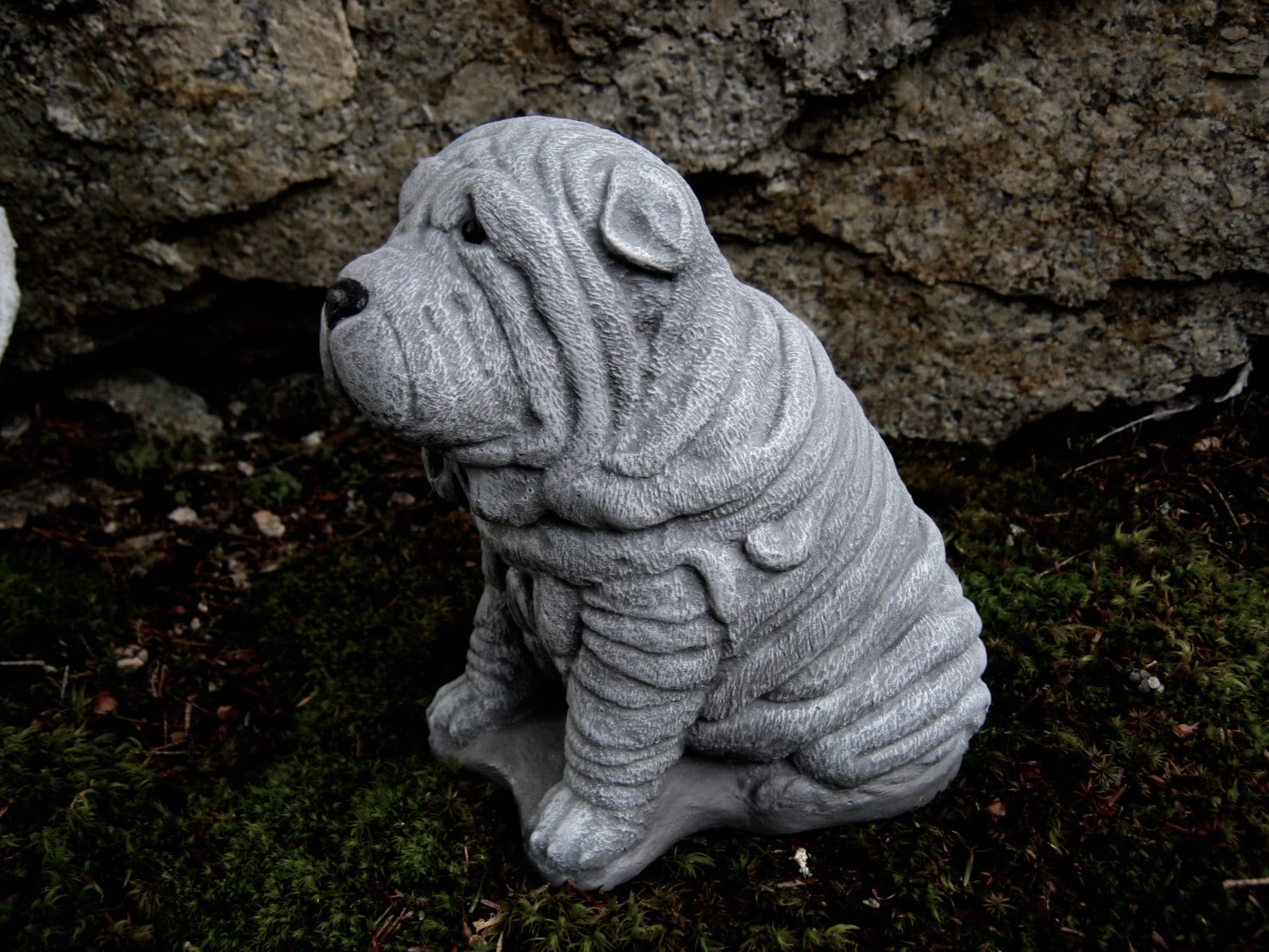 Shar-pei Dog Statue Concrete Dog Statues Pet Memorial Head - Etsy