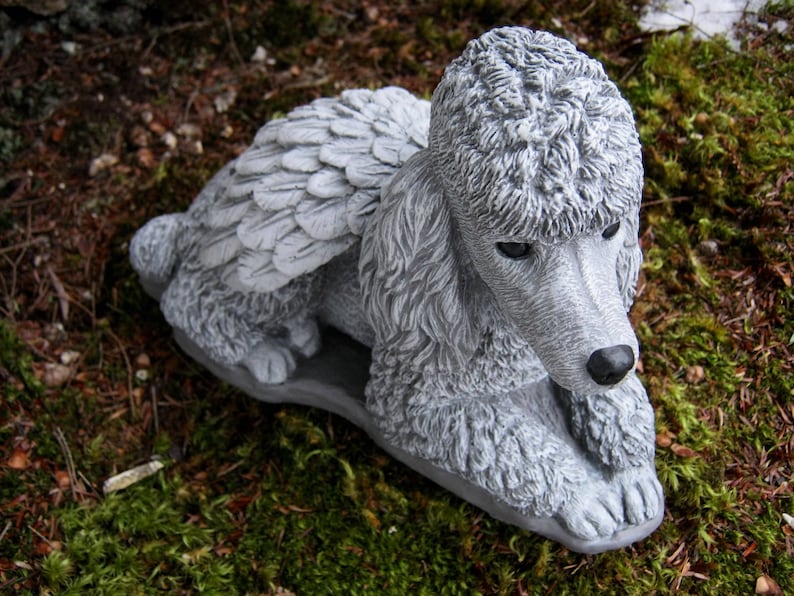 Poodle Angel Statue, Concrete Poodle Statue, Pet Memorial, Poodle With ...
