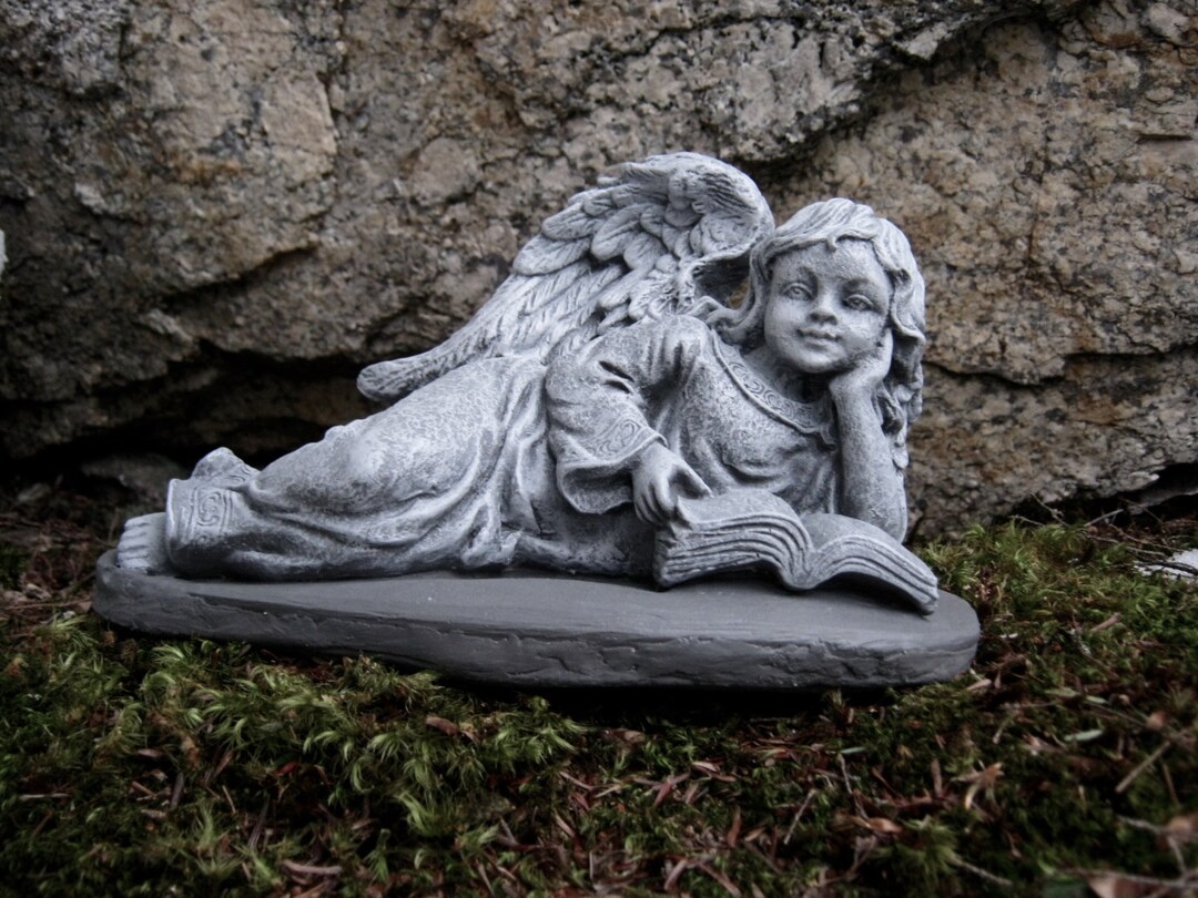 Angel Girl Reading Concrete Angel Garden Statue Cement Angel - Etsy